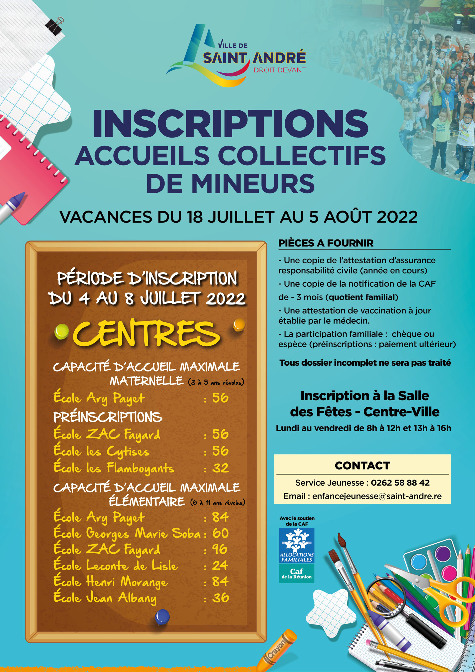 Inscriptions Accueils Collectifs de Mineurs juillet 2022 - Saint-andré