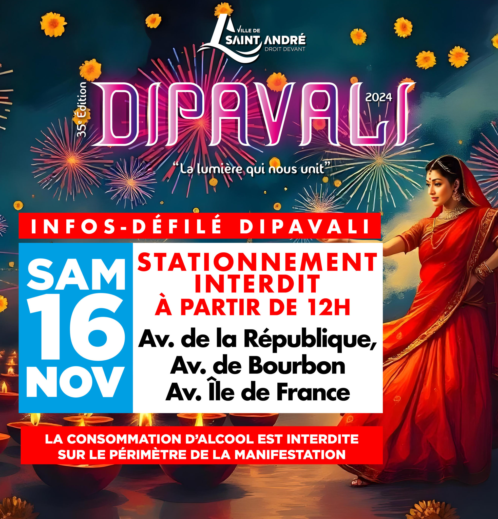 DÉFILÉ DIPAVALI - INFOS CIRCULATION ET STATIONNEMENTS - Saint-andré